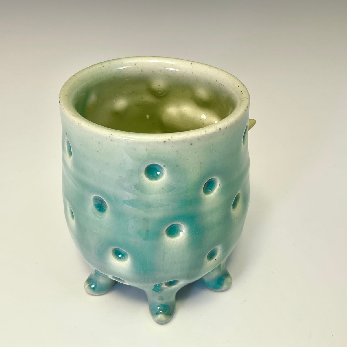 SECOND Bitty Squiddy Shot - Celadon Glaze – Claymonster Pottery